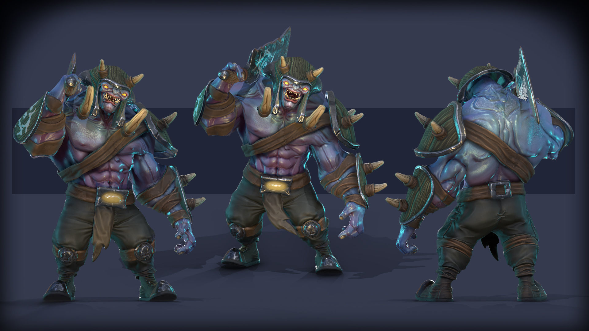 3D model Stylized fantasy character Ogre base mesh Low-poly 3D model VR ...