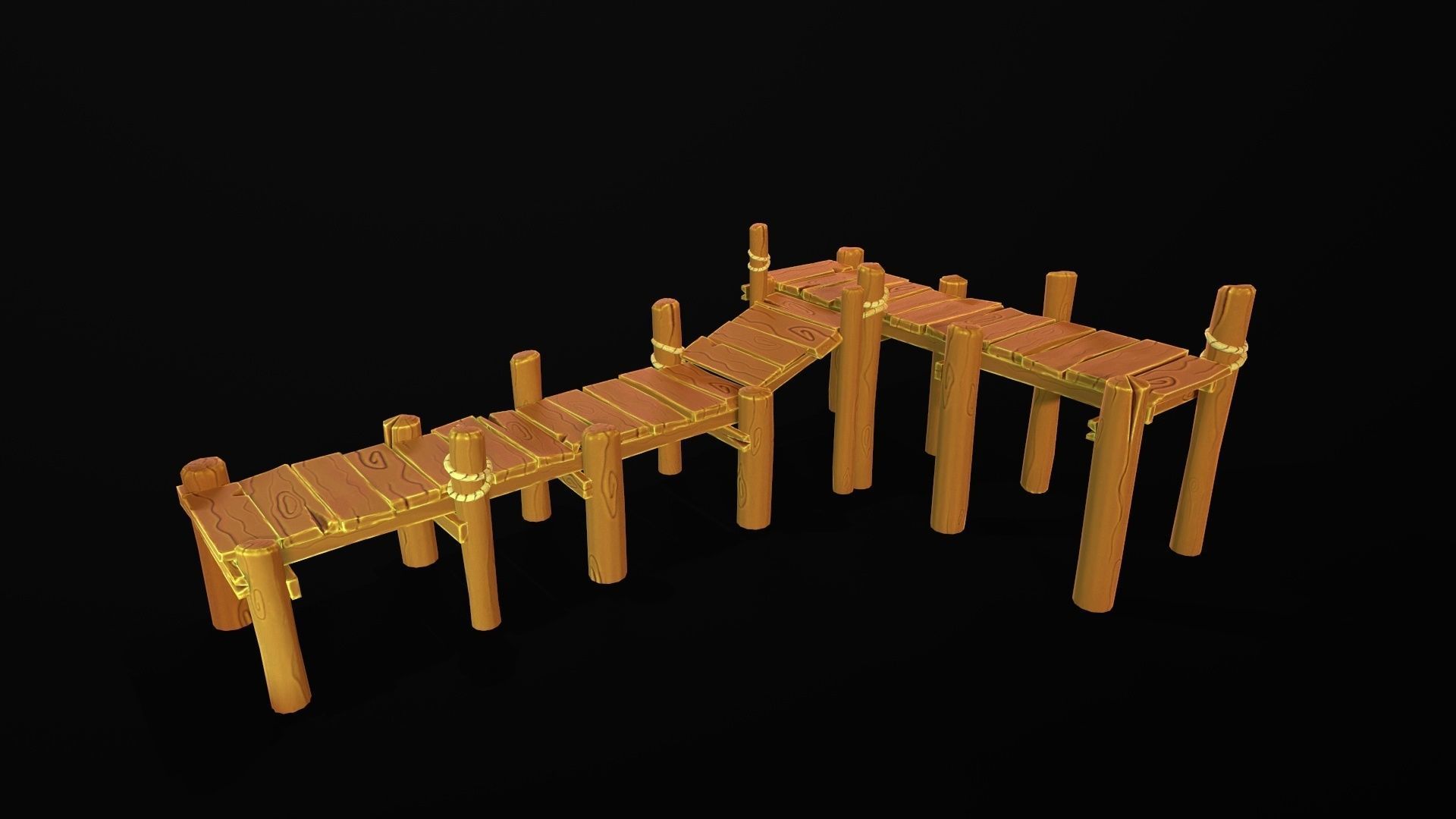 3D model Stylized lowpoly fishing wooden pier handpainted cartoon style ...