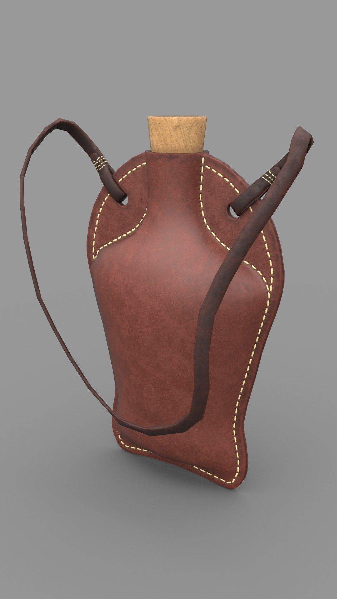 3D model Leather water costrel canteen - Low-poly 3D model VR / AR ...