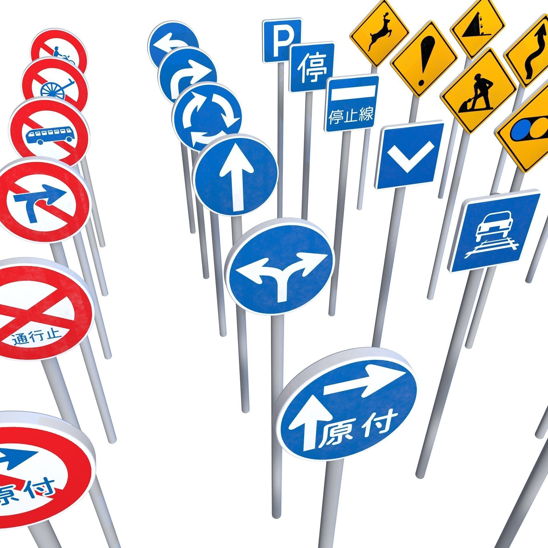 3D model 60 Japanese Traffic Sign Ultimate Collection VR / AR / low ...