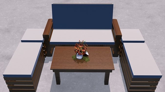 Wood lounge 3D model | CGTrader
