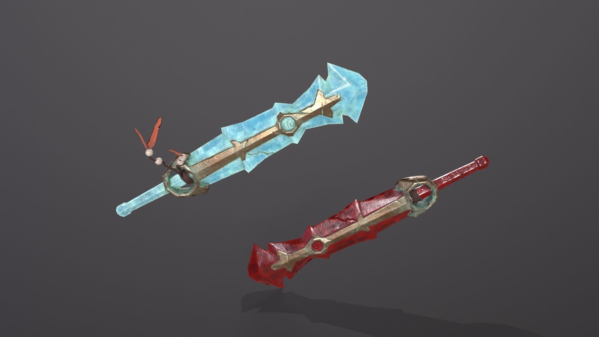 3D model Lowpoly Stylized Fantasy swords game ready PBR asset VR / AR ...