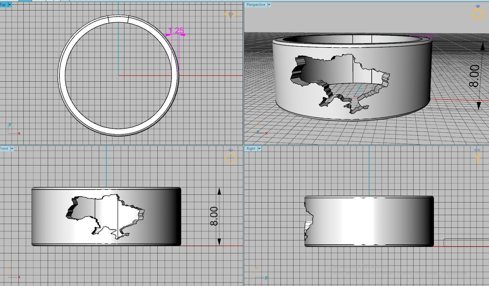 Eight rings with Ukrainian map 3D model 3D printable | CGTrader