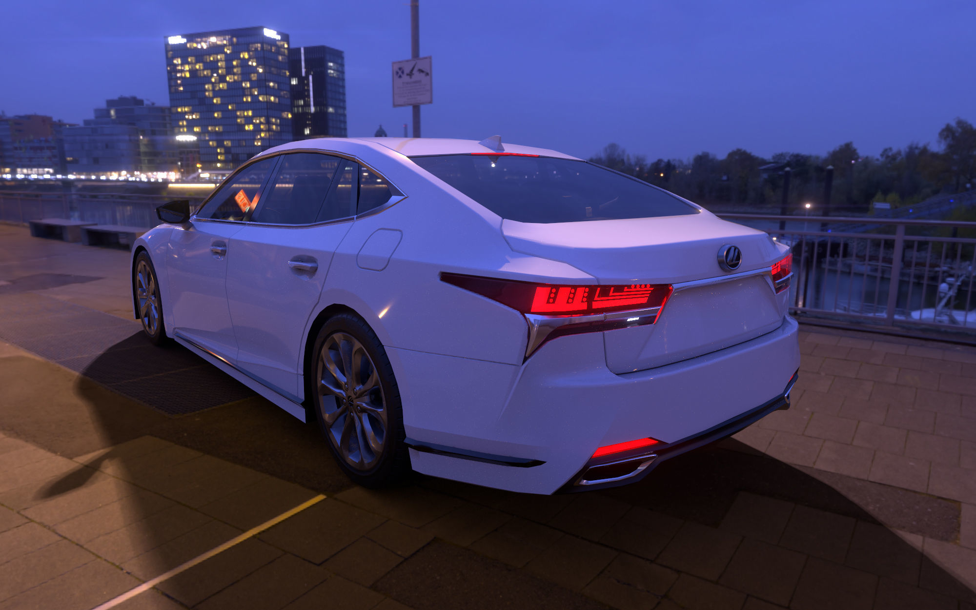 3D model Lexus-White lexus cs sedan at night VR / AR / low-poly | CGTrader