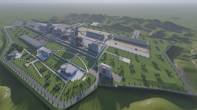 Cement factory 3D model | CGTrader