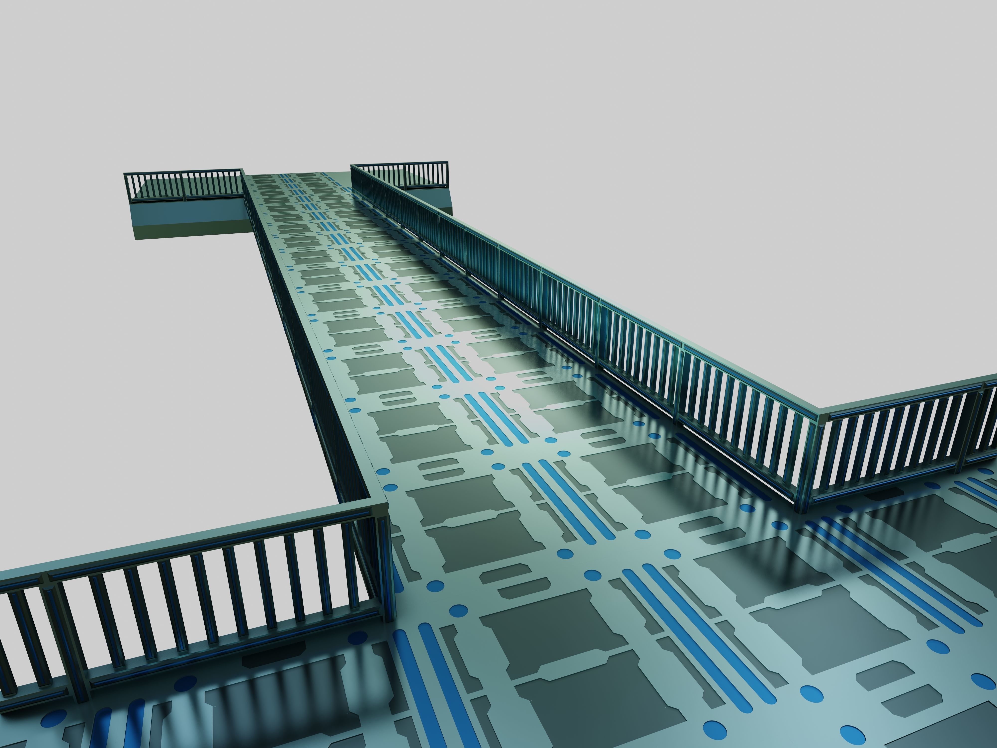 SCIFI-Bridge-Type-4 bridge with metal railings 3D model | CGTrader