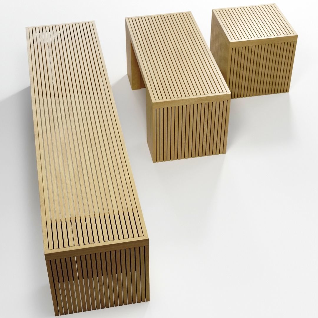 3D model Modern Wooden Benches Set VR / AR / low-poly | CGTrader