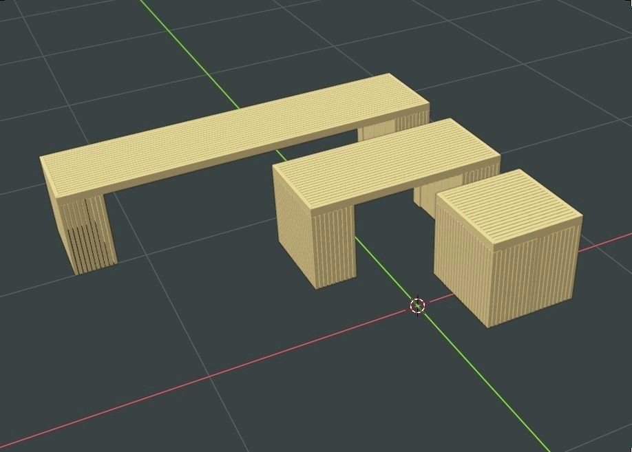 3D model Modern Wooden Benches Set VR / AR / low-poly | CGTrader