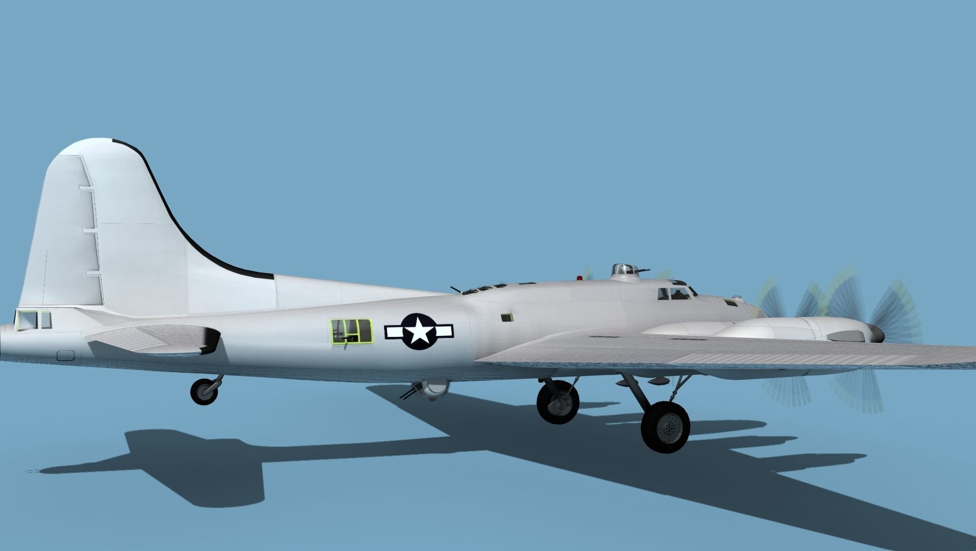 Boeing B-38A Flying Fortress II HP V00 Bare metal 3D model rigged ...