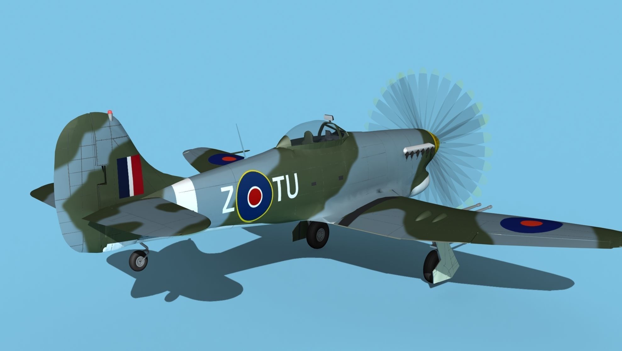 Hawker Hawker Tempest MK1 V01 3D model animated rigged | CGTrader