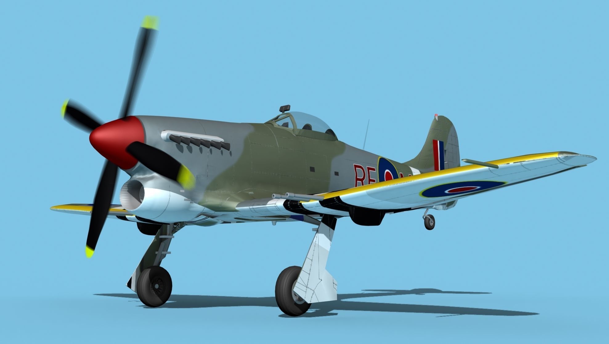 Hawker Hawker Tempest MK1 V08 3D model animated rigged | CGTrader