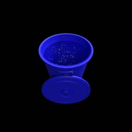 3D model Plastic Bucket H40cm 1 Open - With Water Mesh-LP VR / AR / low ...