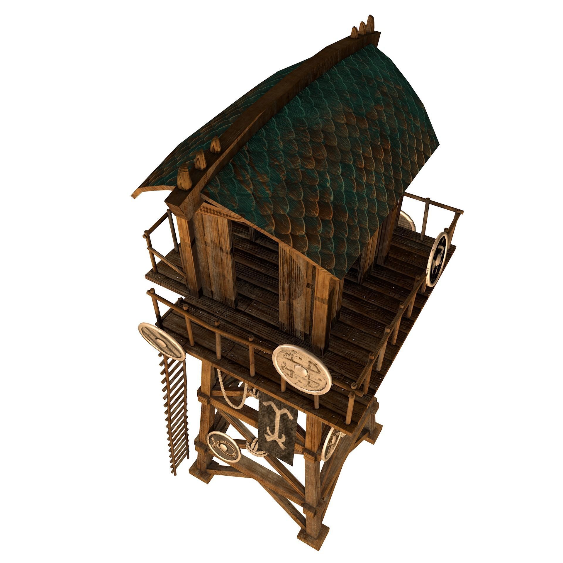 3D model Wooden Viking Watch Tower Game Ready VR / AR / low-poly | CGTrader