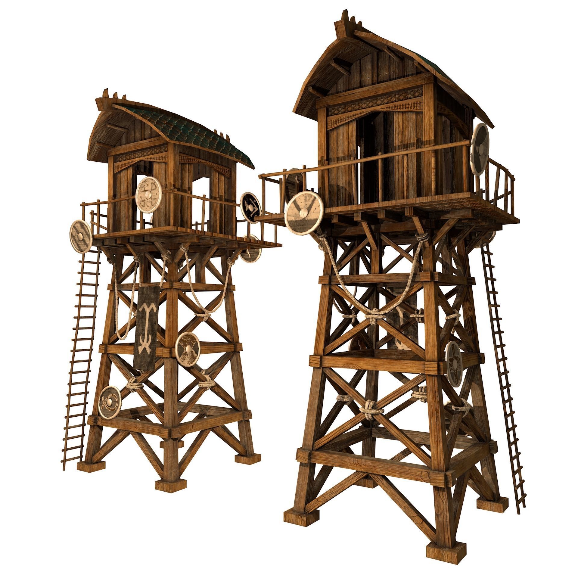 3D model Wooden Viking Watch Tower Game Ready VR / AR / low-poly | CGTrader