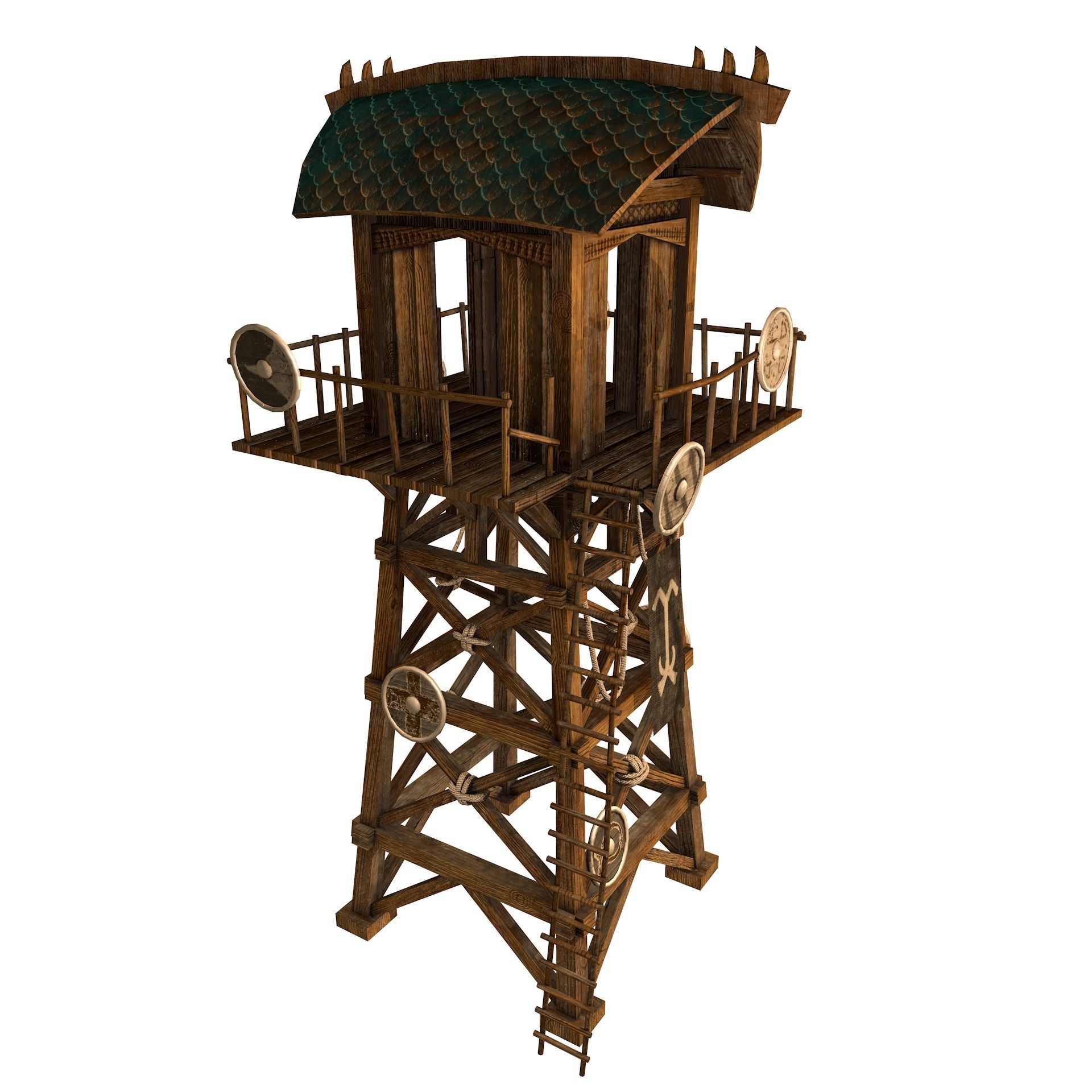 3D model Wooden Viking Watch Tower Game Ready VR / AR / low-poly | CGTrader