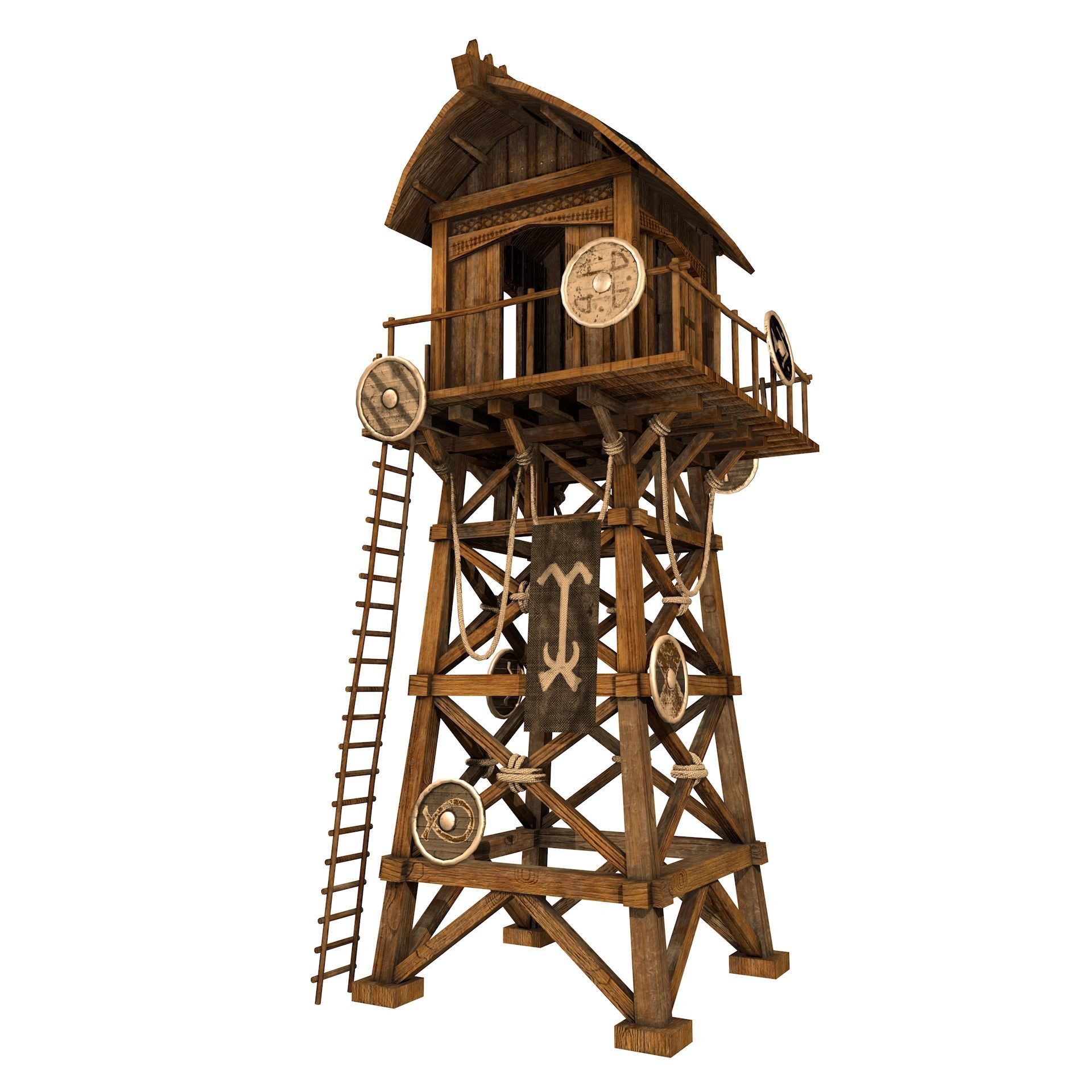 3D model Wooden Viking Watch Tower Game Ready VR / AR / low-poly | CGTrader