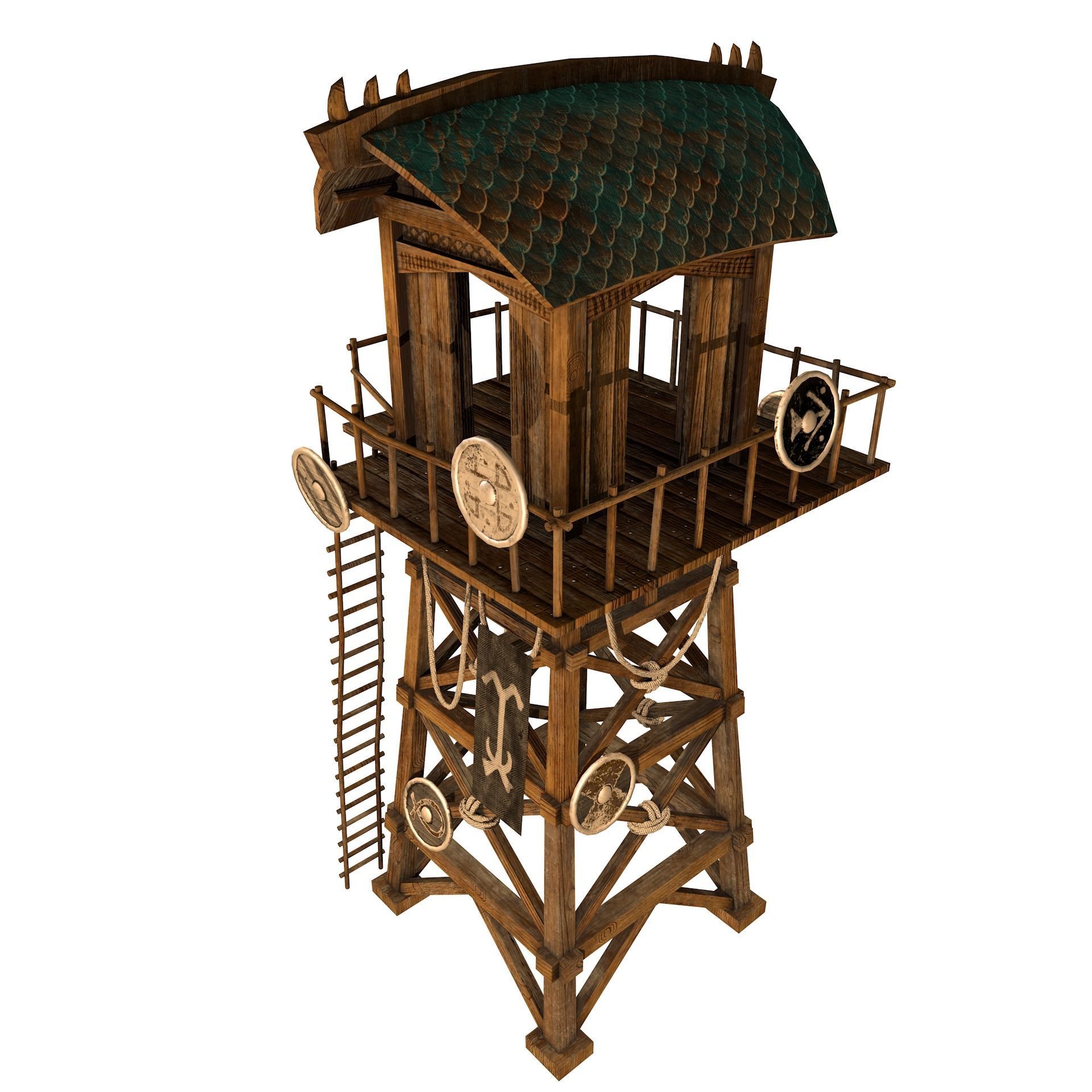 3D model Wooden Viking Watch Tower Game Ready VR / AR / low-poly | CGTrader