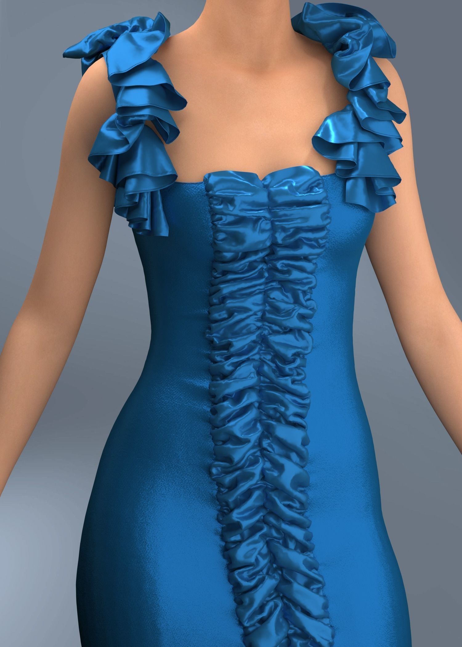 3D model Blue Night Dress VR / AR / low-poly | CGTrader