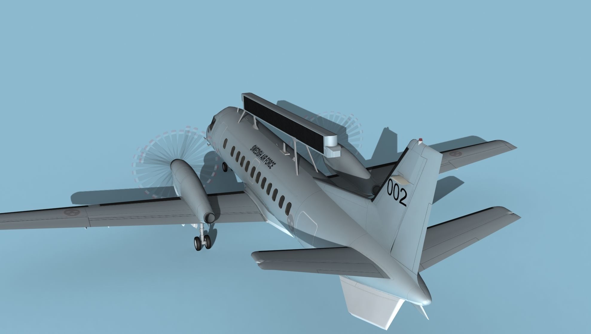 SAAB SF340 AEWAC V02 Sweden 3D model animated rigged | CGTrader