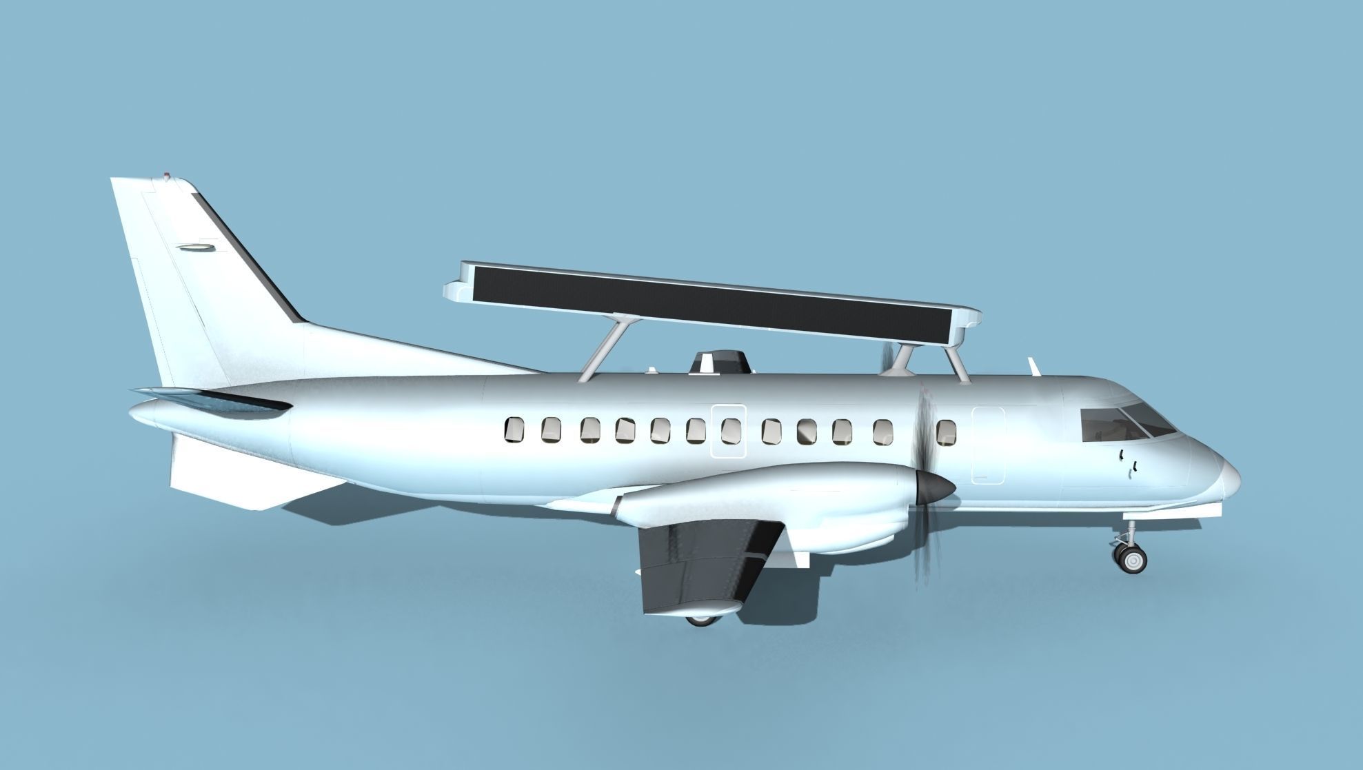 SAAB SF340 AEWAC V03 Unmarked 3D model animated rigged | CGTrader