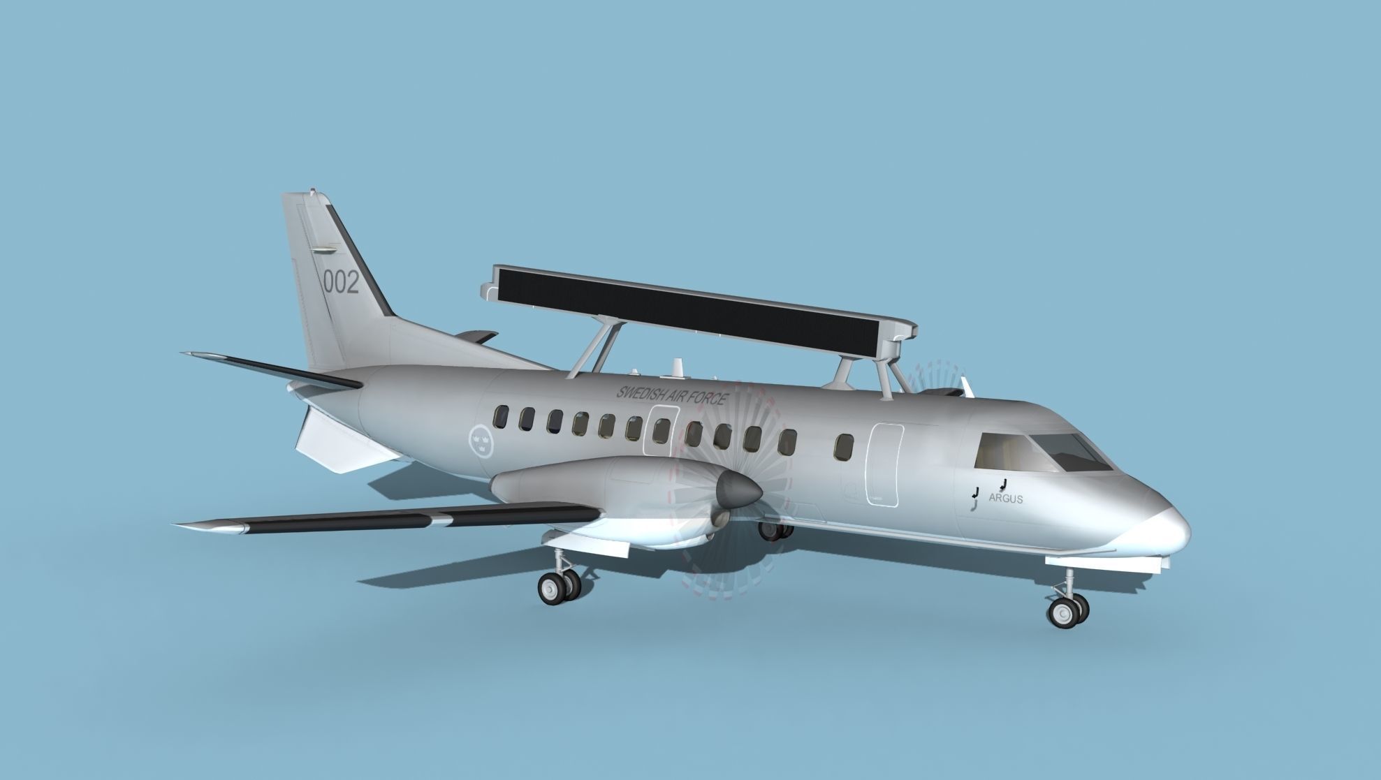 SAAB SF340 AEWAC V04 Sweden 3D model animated rigged | CGTrader