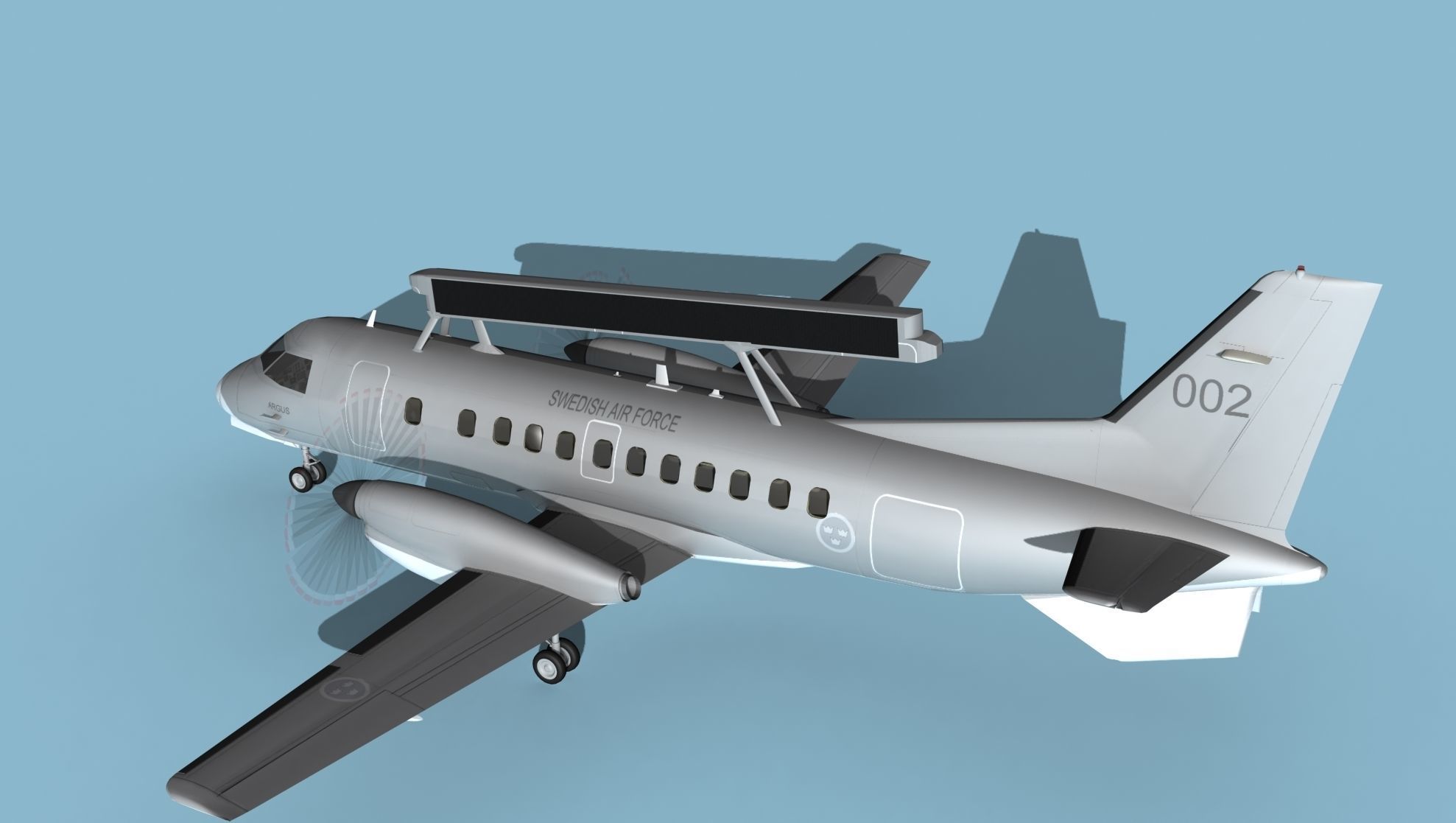 SAAB SF340 AEWAC V04 Sweden 3D model animated rigged | CGTrader