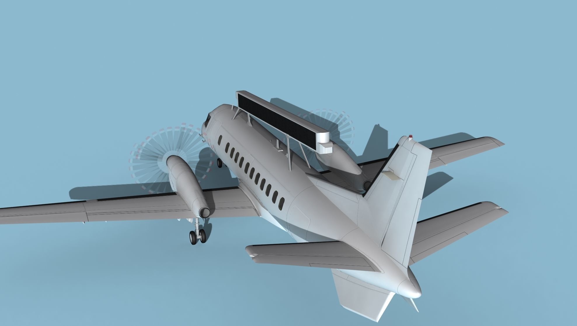 SAAB SF340 AEWAC V08 Unmarked 3D model animated rigged | CGTrader
