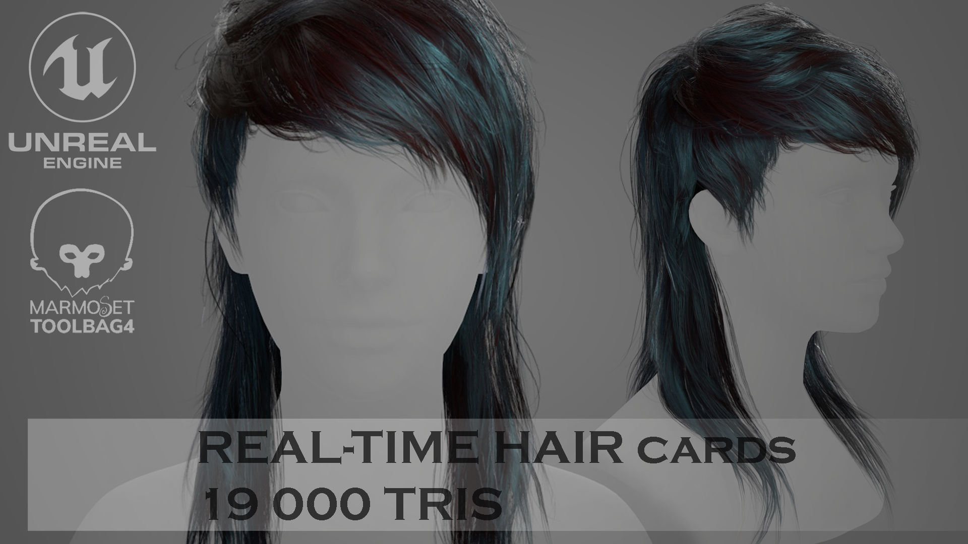 3D model Low Poly Cards Game-ready Hairstyle Mullet VR / AR / low-poly ...