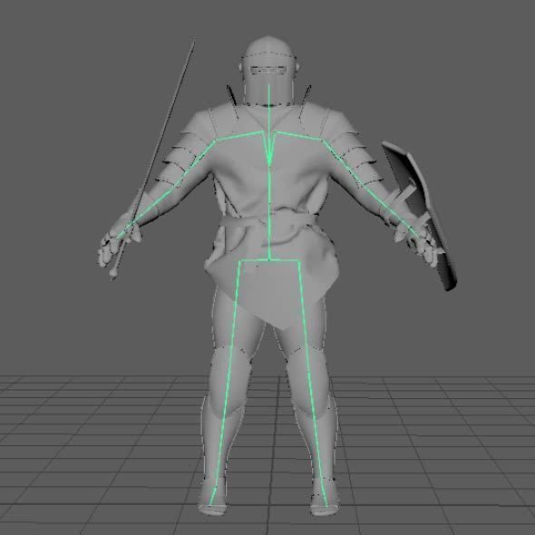 Knight With Sword and Shield 3D model rigged | CGTrader