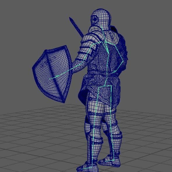 Knight With Sword and Shield 3D model rigged | CGTrader