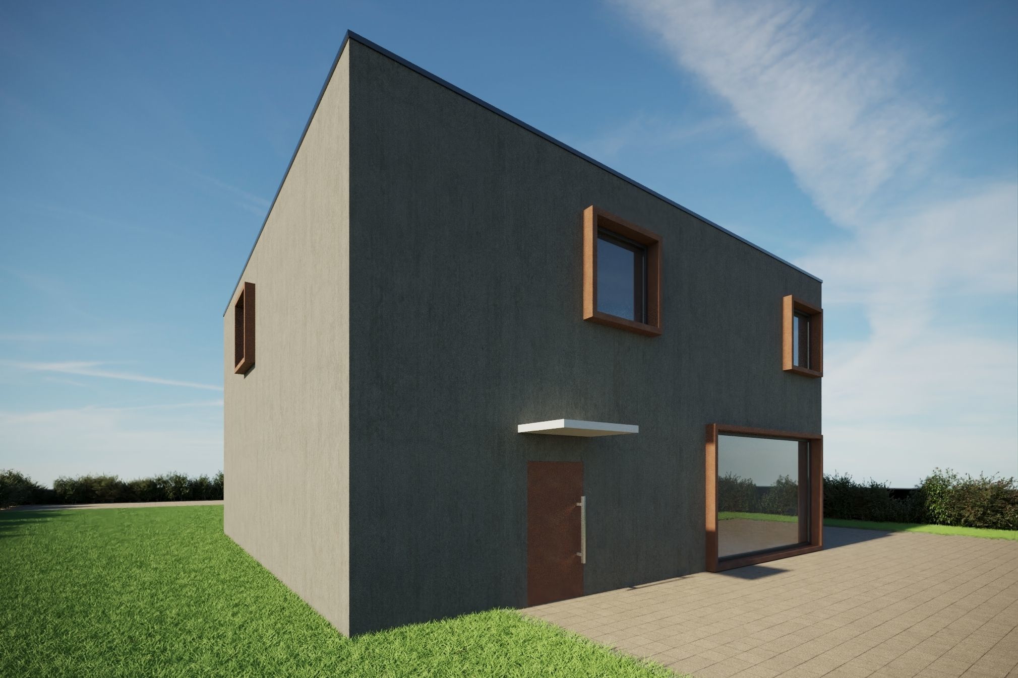 Contemporary Concrete House 3D model | CGTrader