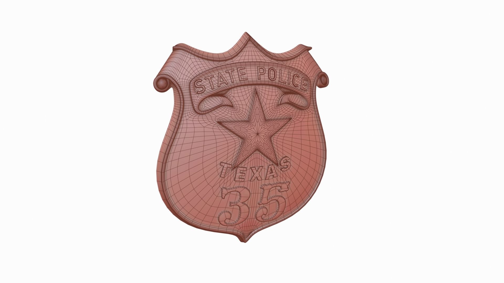 Old Texas Police badge 3D model | CGTrader