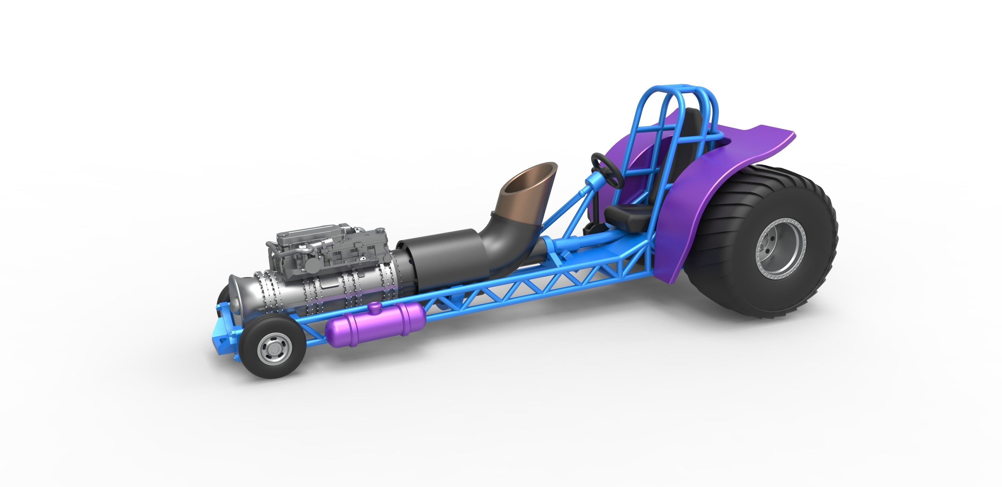 Mini Rod pulling tractor with jet engine Scale 1 to 25 3D model 3D ...