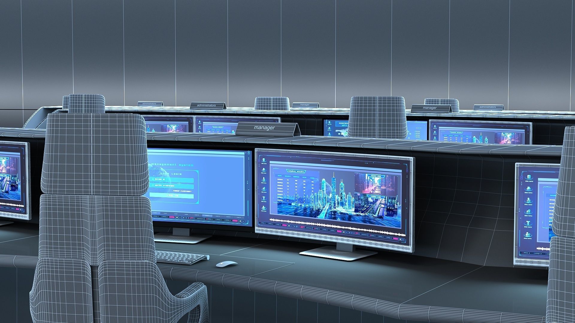Control Room Monitoring room command center 3D model | CGTrader