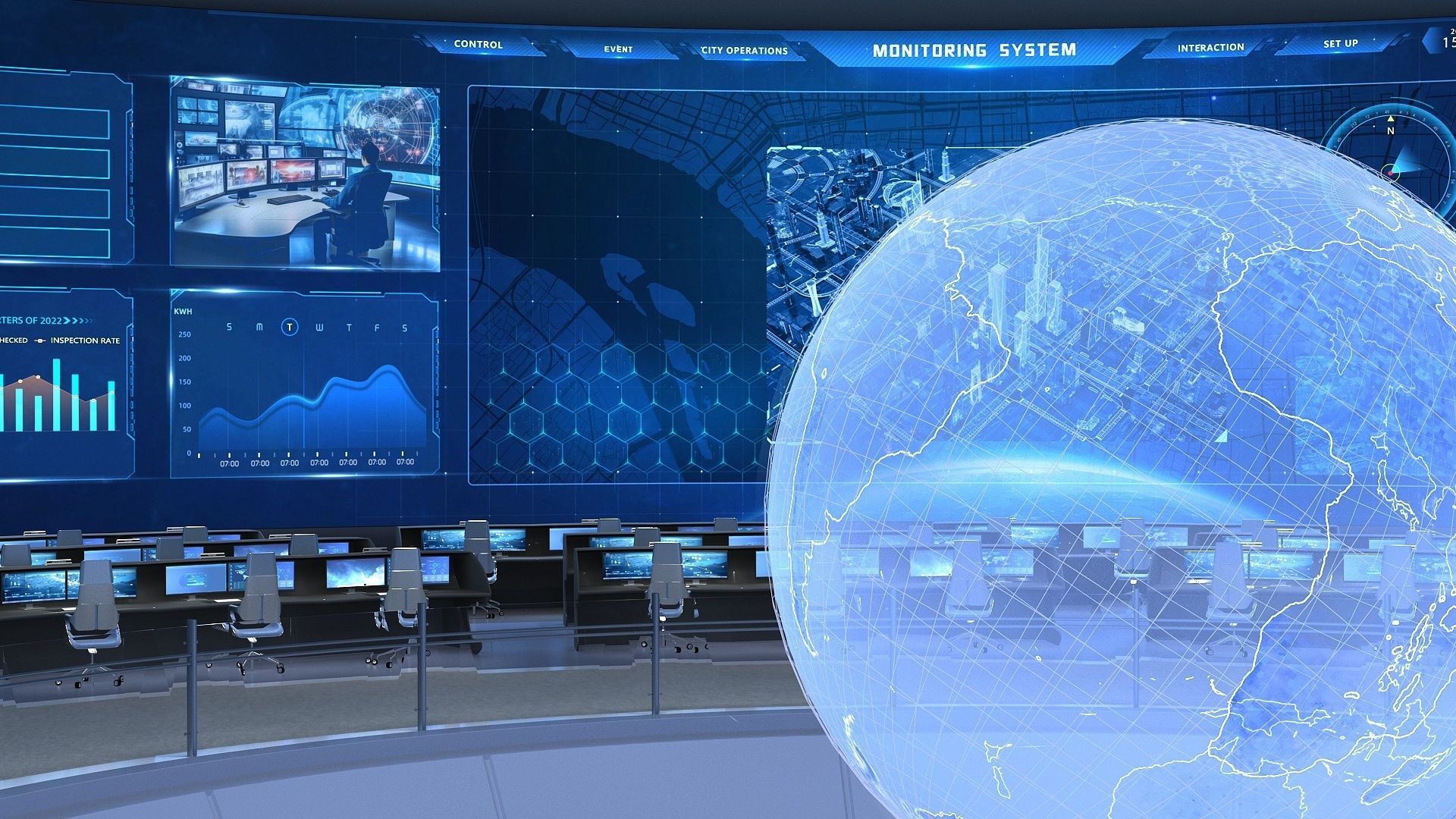 Control Room Monitoring room command center 3D model | CGTrader