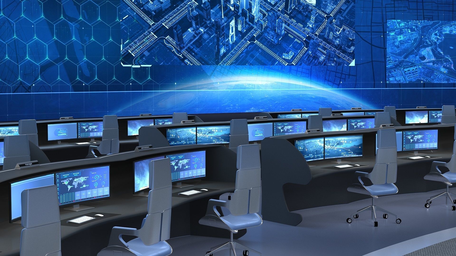 Control Room Monitoring room command center 3D model | CGTrader