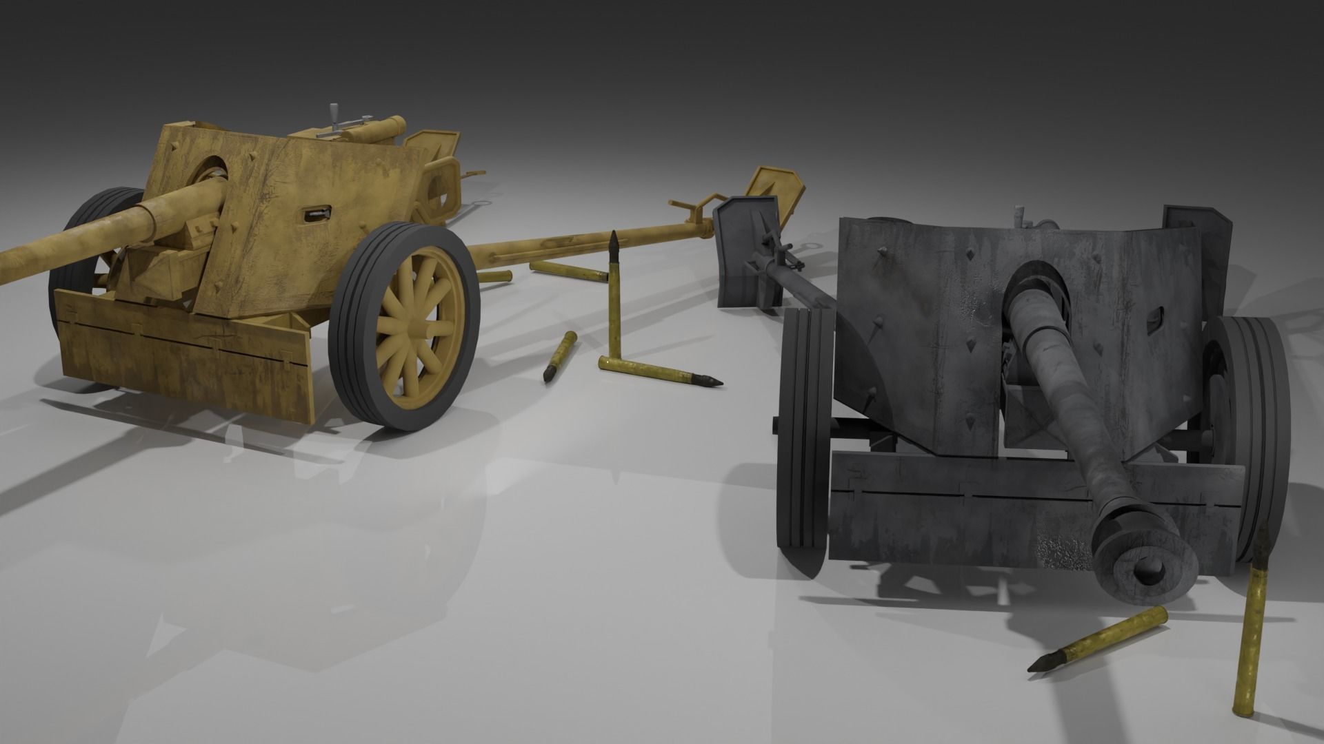 Pak 40 German anti tank gun WW2 Recoil Animation free 3D model animated ...