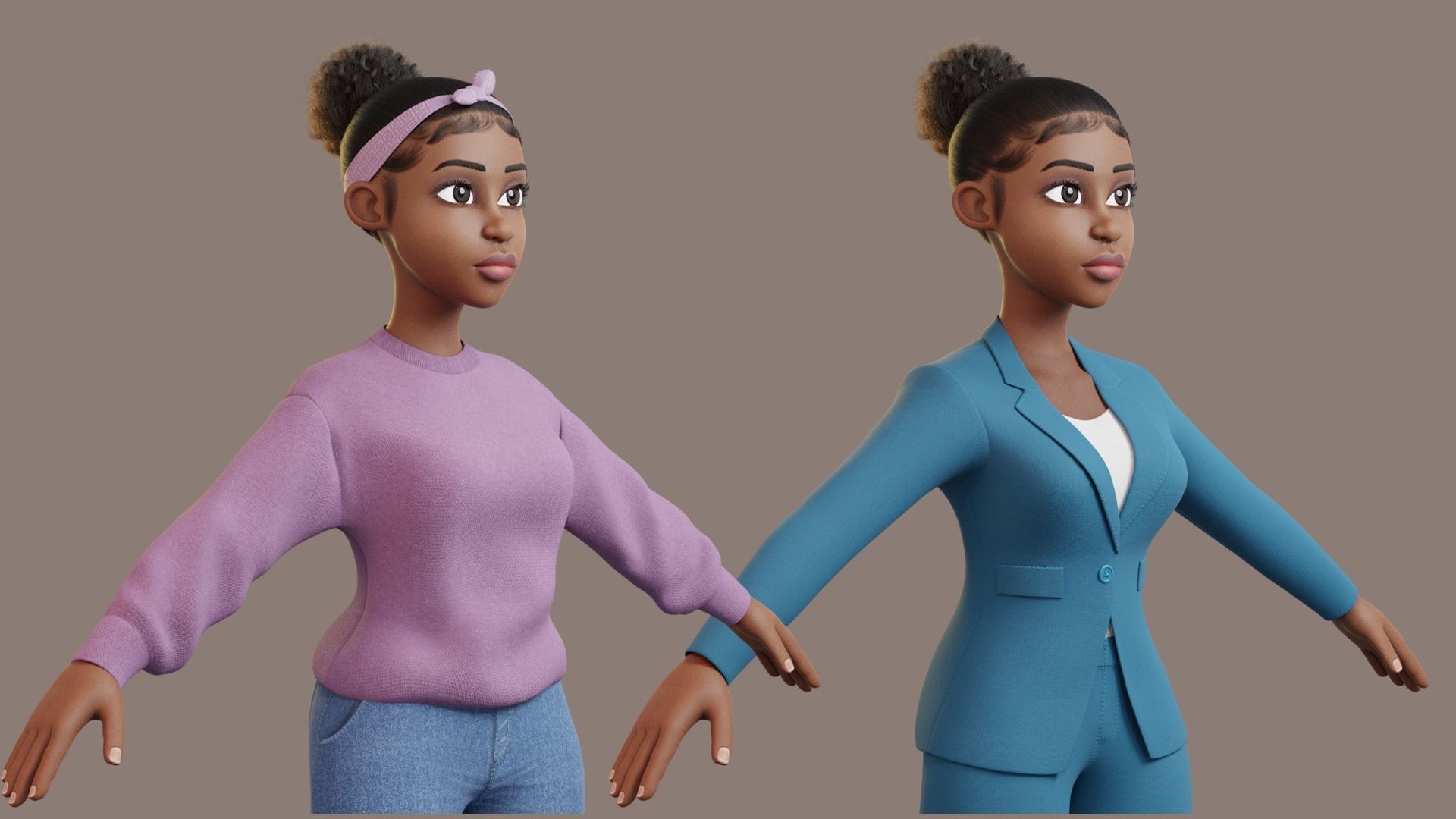 3D model African lady Rigged VR / AR / low-poly | CGTrader