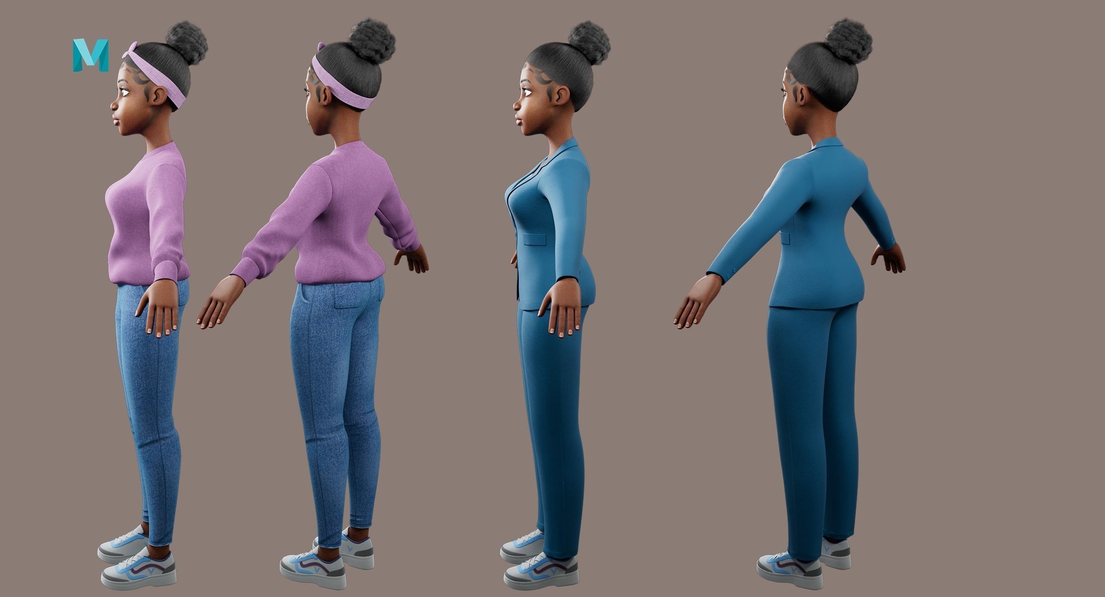 3D model African lady Rigged VR / AR / low-poly | CGTrader