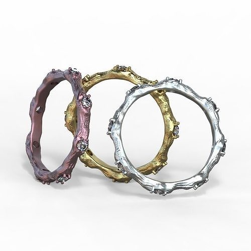 Organic shaped Jewellery Diamond Ring 3D model 3D printable | CGTrader