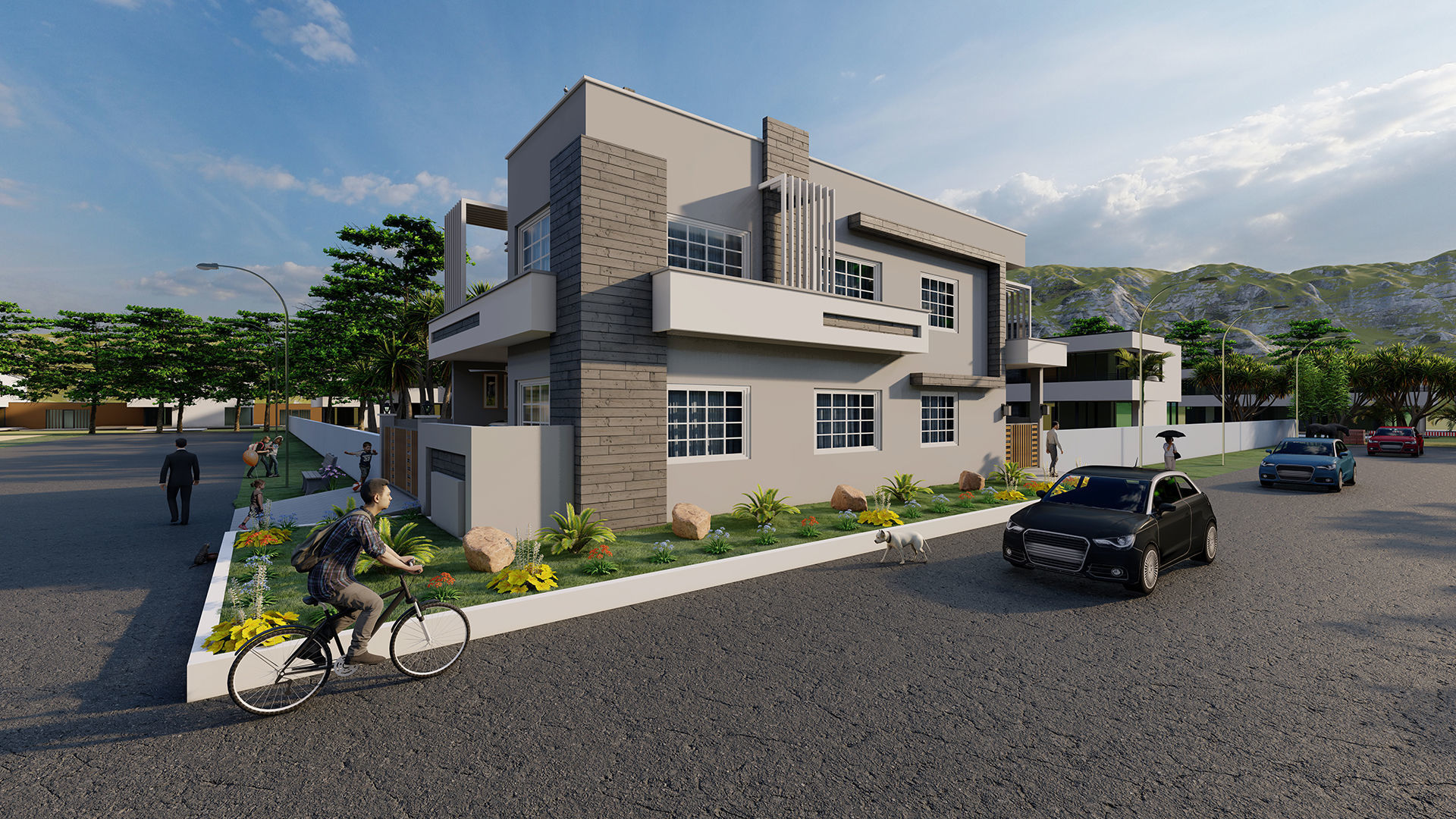 3D model Beautiful House Design for Corner Plots VR / AR / low-poly ...