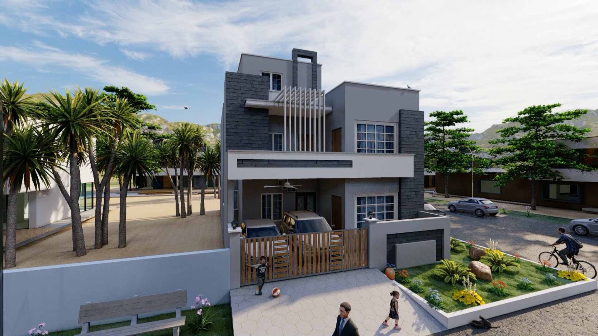 3D model Beautiful House Design for Corner Plots VR / AR / low-poly ...