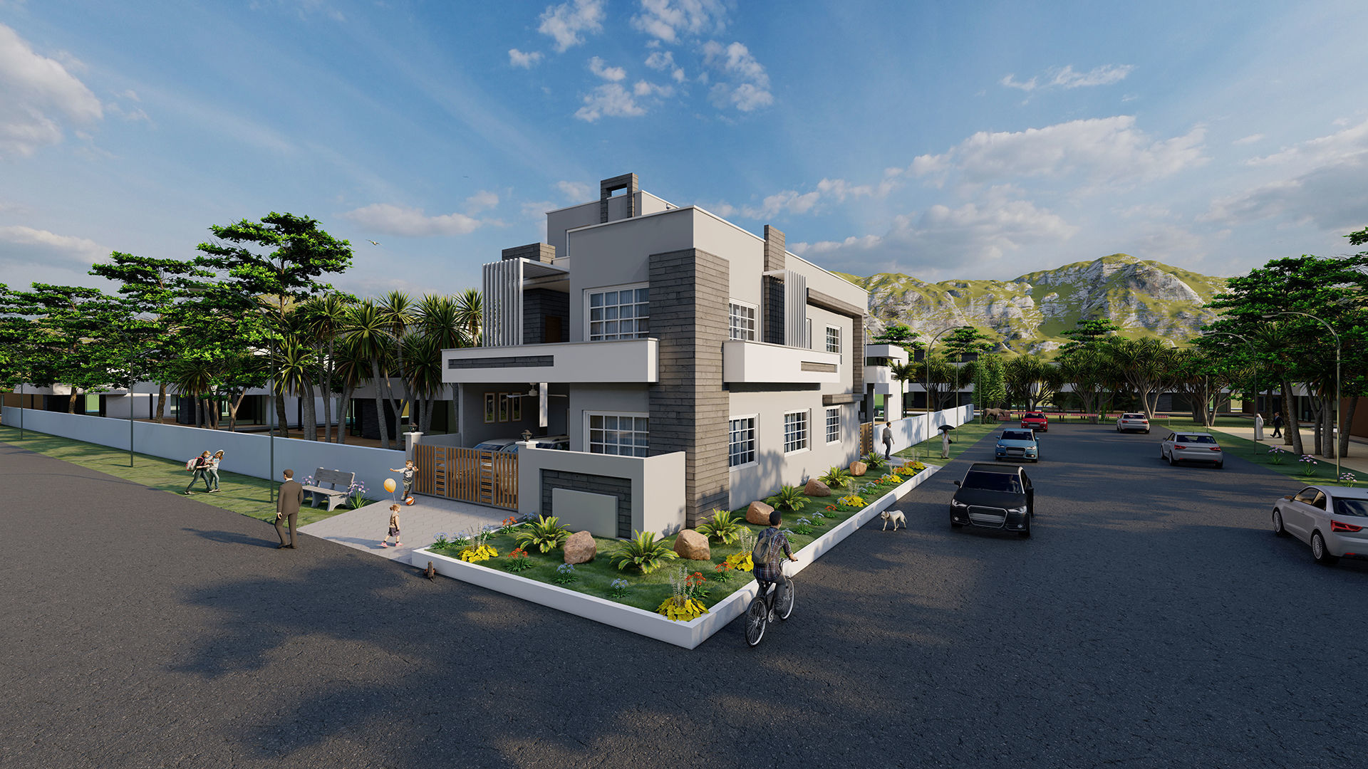 3D model Beautiful House Design for Corner Plots VR / AR / low-poly ...