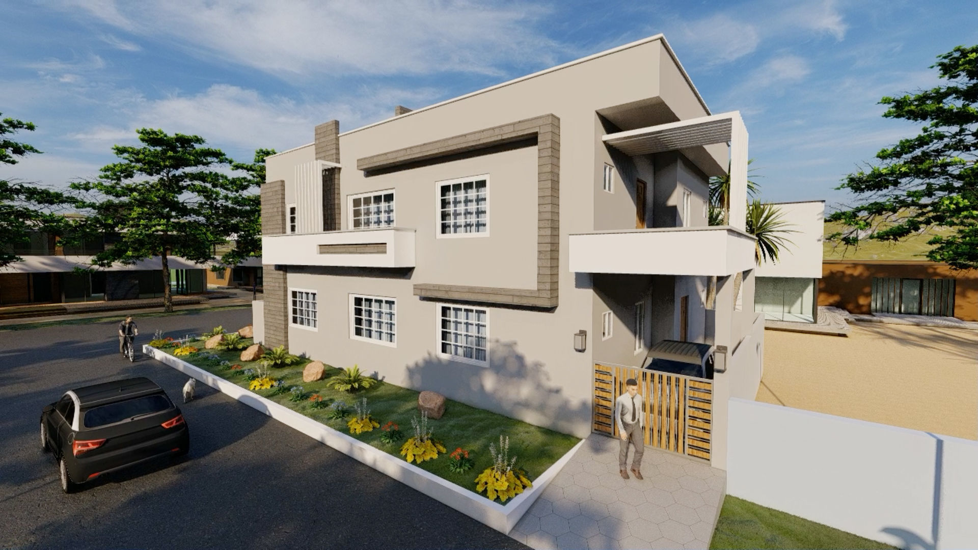 3D model Beautiful House Design for Corner Plots VR / AR / low-poly ...