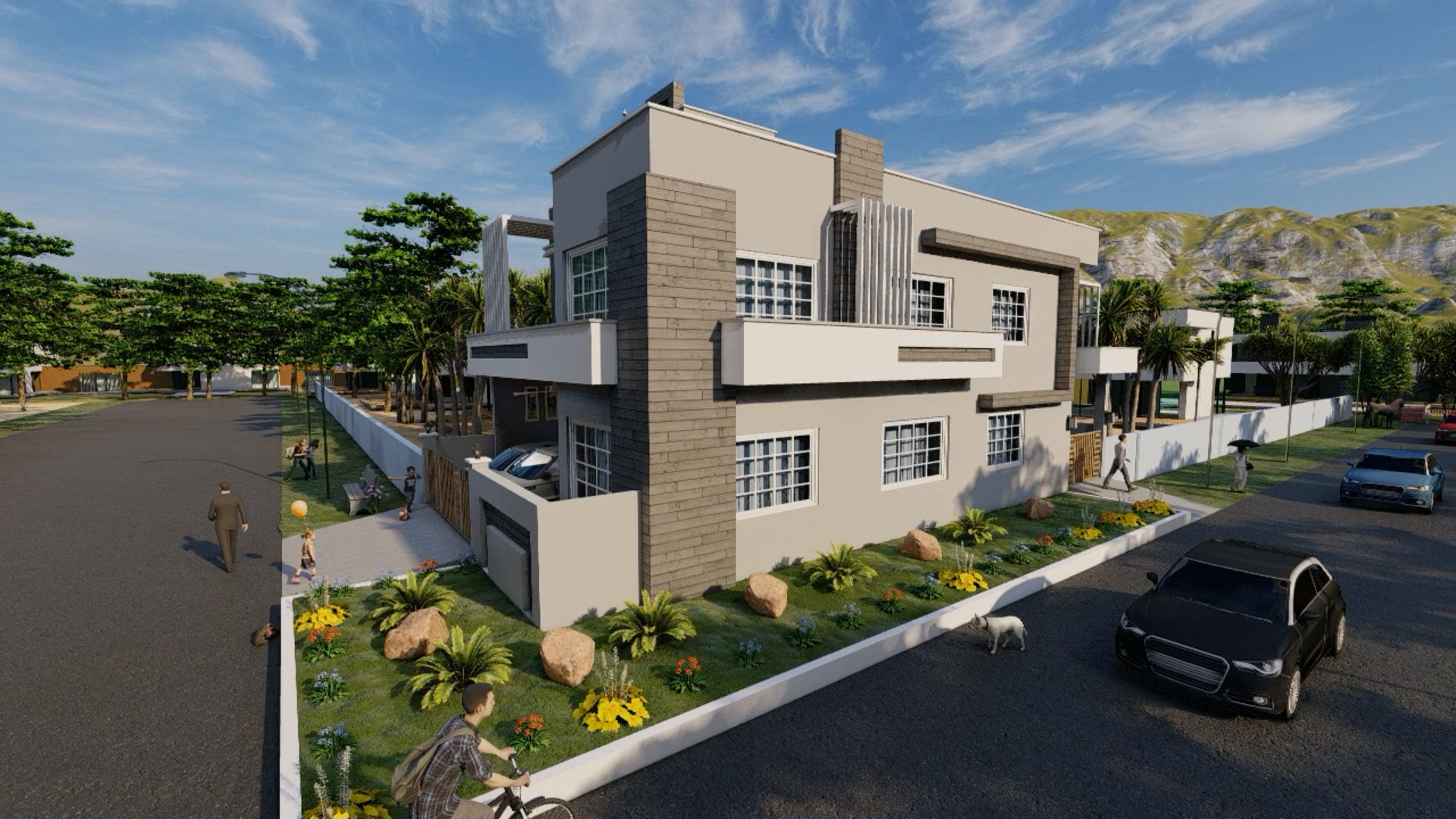 3D model Beautiful House Design for Corner Plots VR / AR / low-poly ...