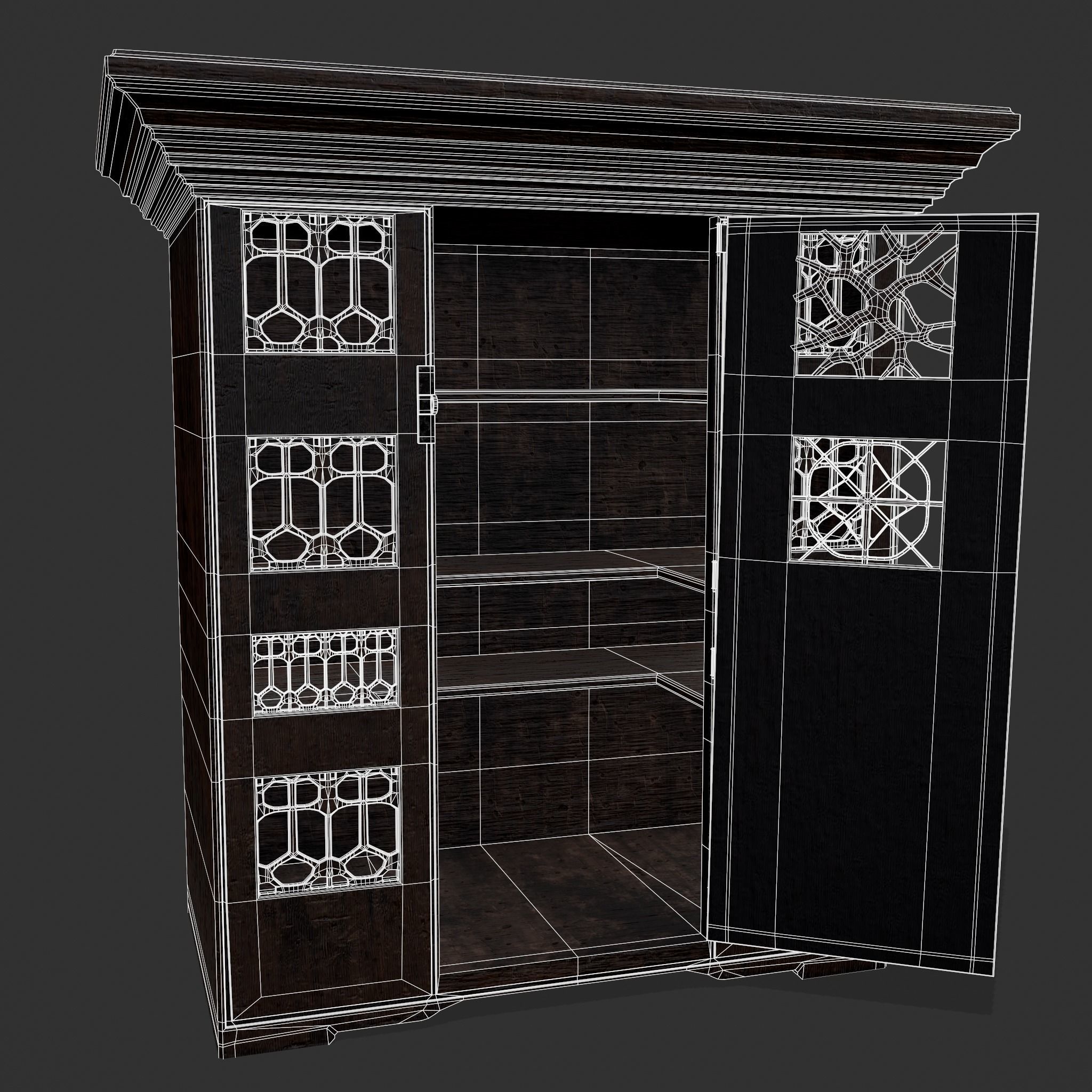 3D model Rustic Medieval Wooden Armoire VR / AR / low-poly | CGTrader