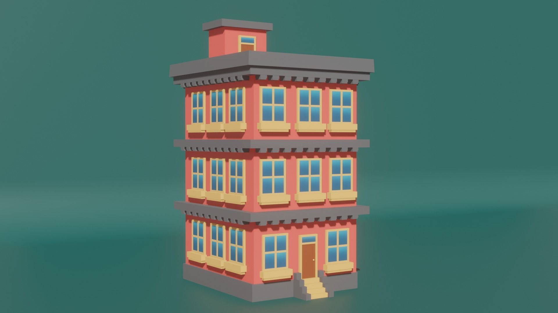 3D model Five low poly urban buildings VR / AR / low-poly | CGTrader