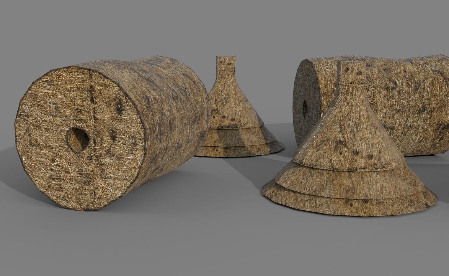 3D model Straw low poly set of cork blocks VR / AR / low-poly | CGTrader