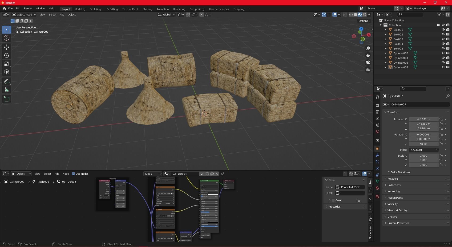 3D model Straw low poly set of cork blocks VR / AR / low-poly | CGTrader