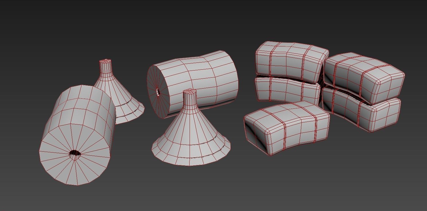 3D model Straw low poly set of cork blocks VR / AR / low-poly | CGTrader